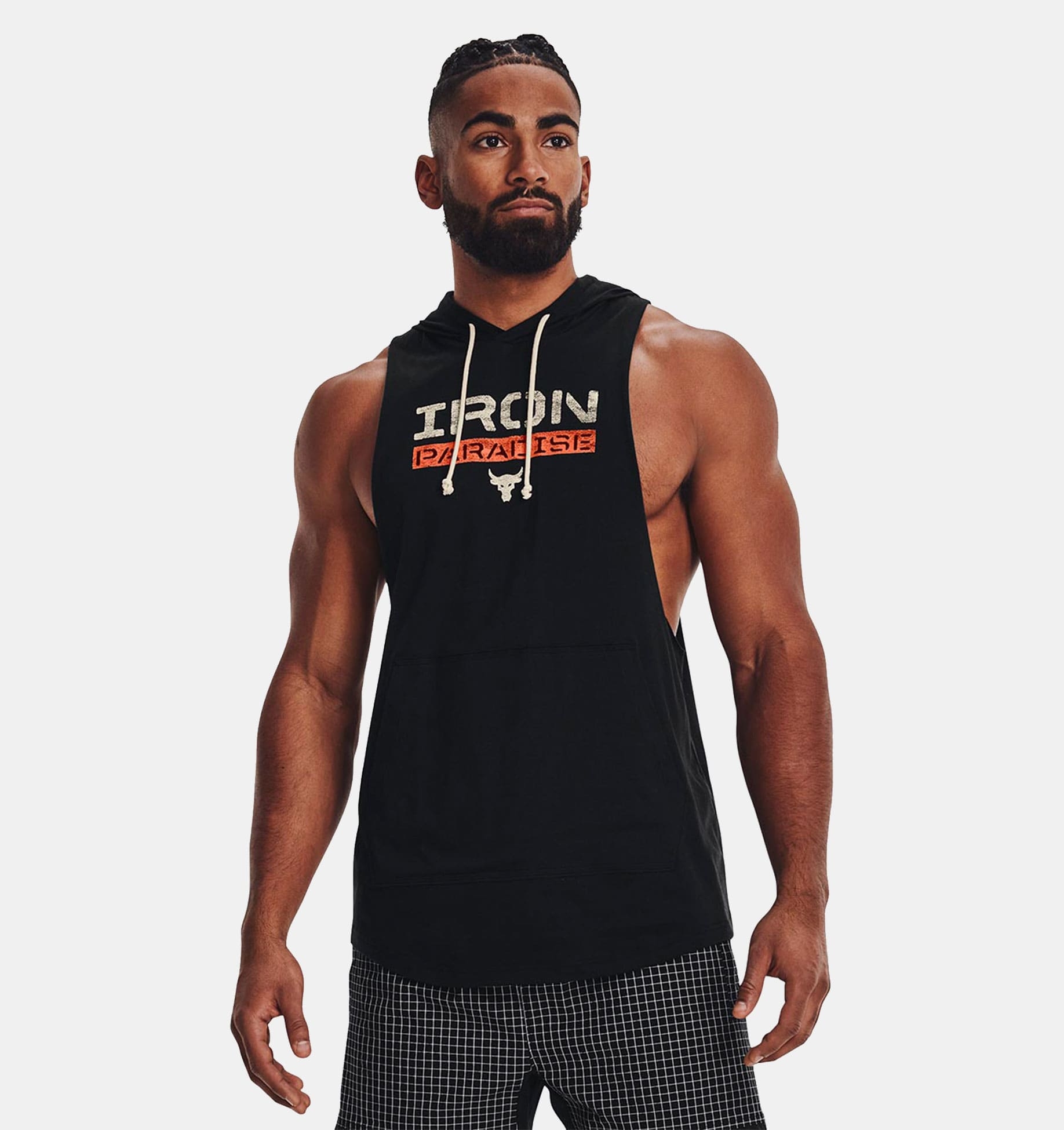 Musculosa con capucha UA Project Rock Iron Paradise para hombre